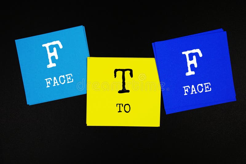 FTF - Face To Face Acronym Text on Sticky Note on Black Background ...