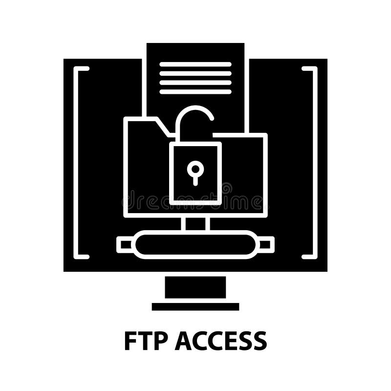 Ftp Access Icon, Black Vector Sign with Editable Strokes, Concept ...