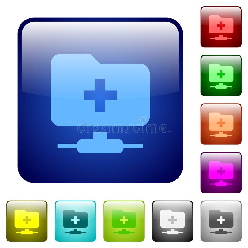 FTP Create Folder Color Square Buttons Stock Vector - Illustration of ...
