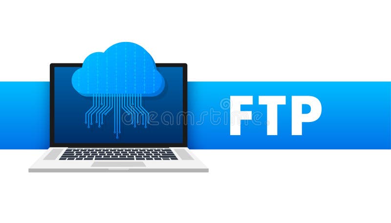 FTP File Transfer Icon on Laptop. FTP Technology Icon. Transfer Data To ...