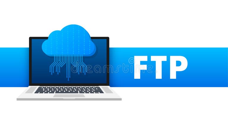 FTP File Transfer Icon on Laptop. FTP Technology Icon. Transfer Data To ...
