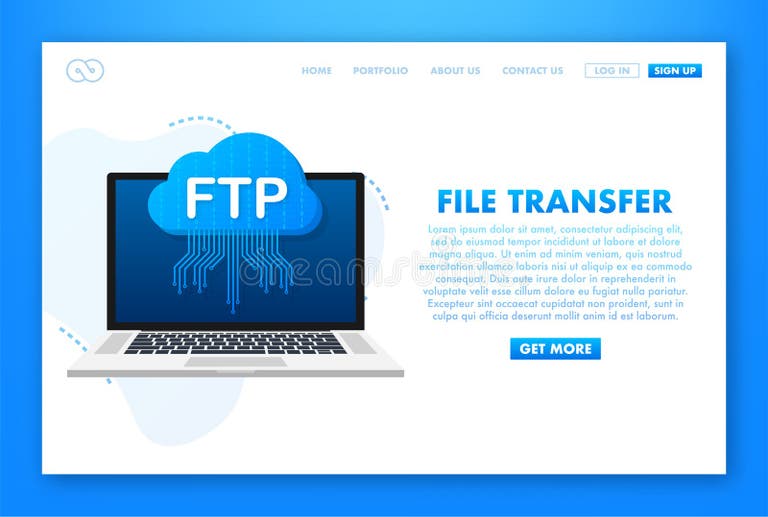 FTP File Transfer Icon on Laptop. FTP Technology Icon. Transfer Data To ...