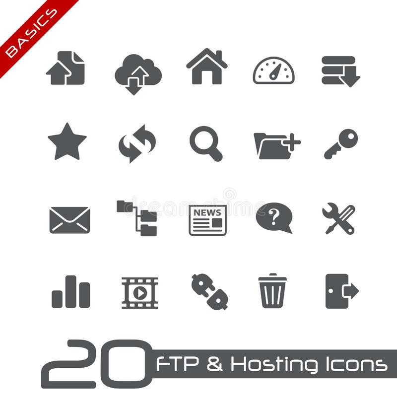 FTP & Hosting Icons // Basics Series Stock Vector - Illustration of ...