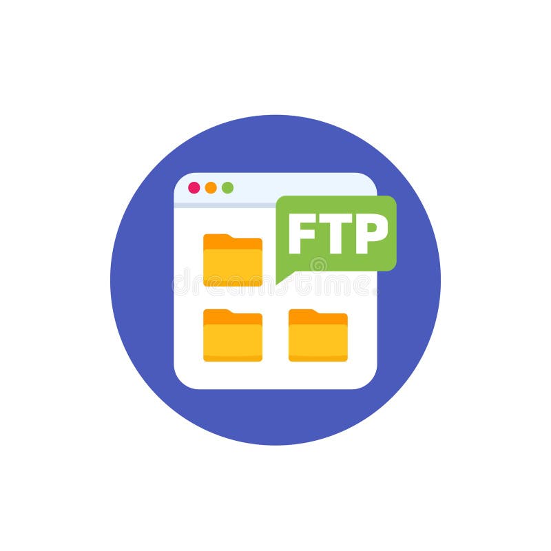 FTP Icon with File Folders, Flat Design Stock Vector - Illustration of ...