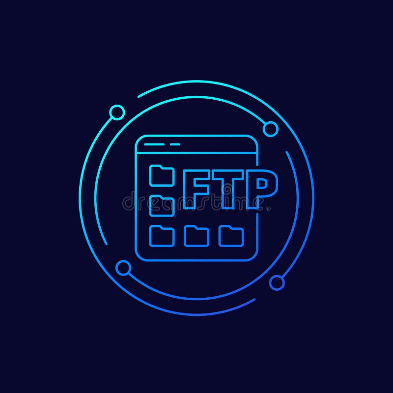 FTP Icon with File Folders, Linear Design Stock Illustration ...