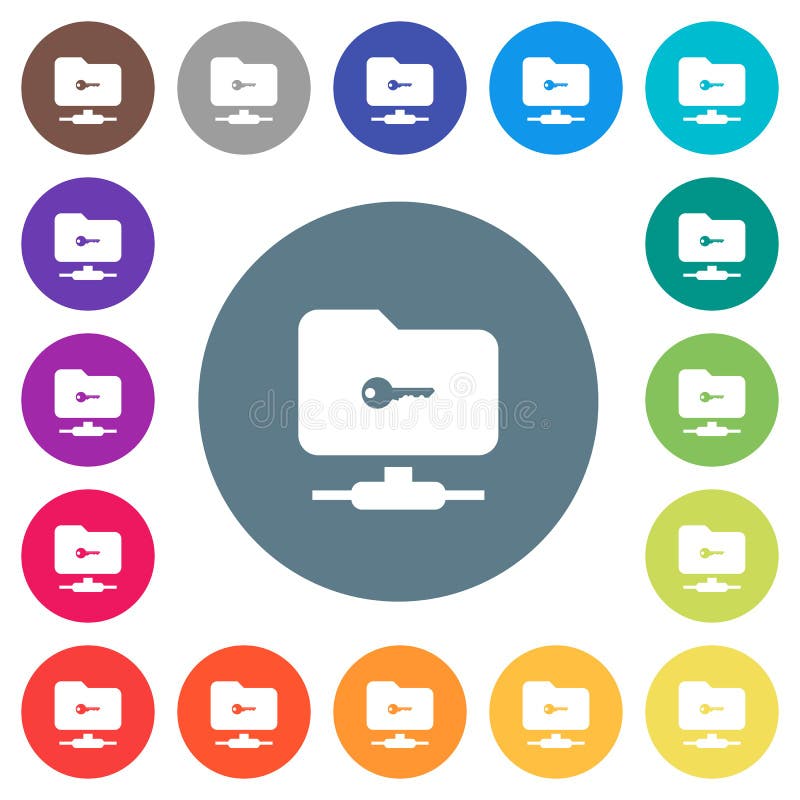 FTP Secure Flat White Icons on Round Color Backgrounds Stock Vector ...