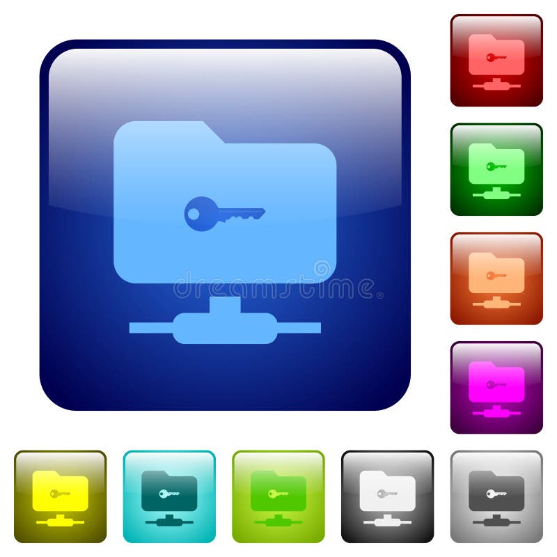 FTP Secure Color Square Buttons Stock Vector - Illustration of signs ...