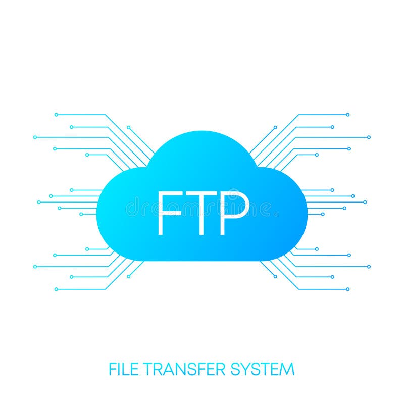 FTP Server Transfer Files System. Blue Gradient Objects on White ...