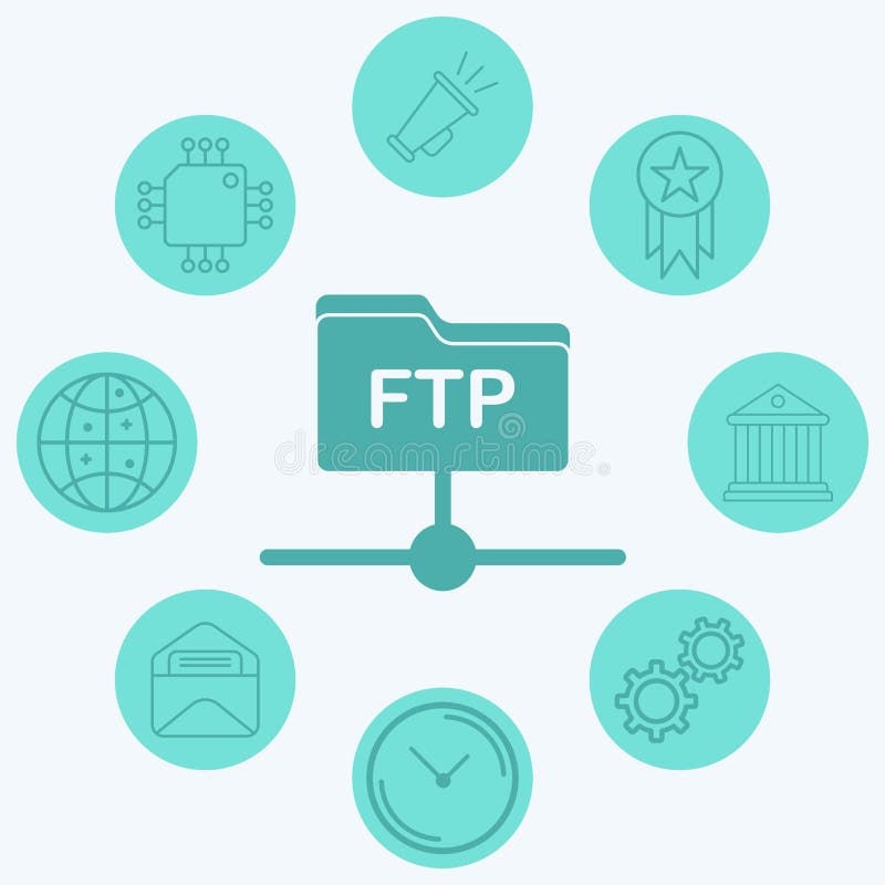 FTP Vector Icon Sign Symbol Stock Illustration - Illustration of center ...