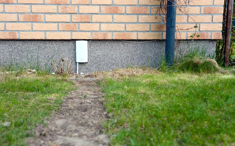 Ftth box on the wall stock photo. Image of internet - 277003186