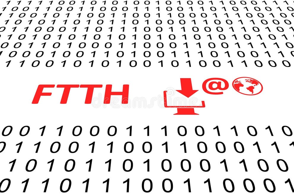 FTTH Concept Binary Code 3d Stock Illustration - Illustration of wire ...