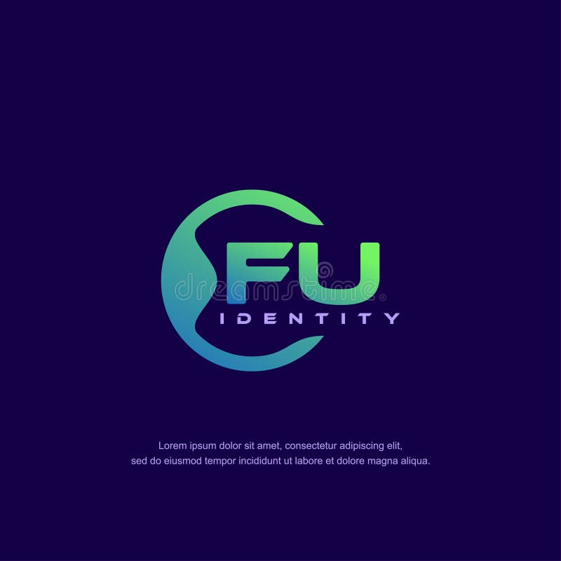 FU Initial Letter Circular Line Logo Template Vector with Gradient ...