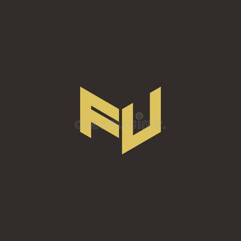 FU Logo Letter Initial Logo Designs Template with Gold and Black ...