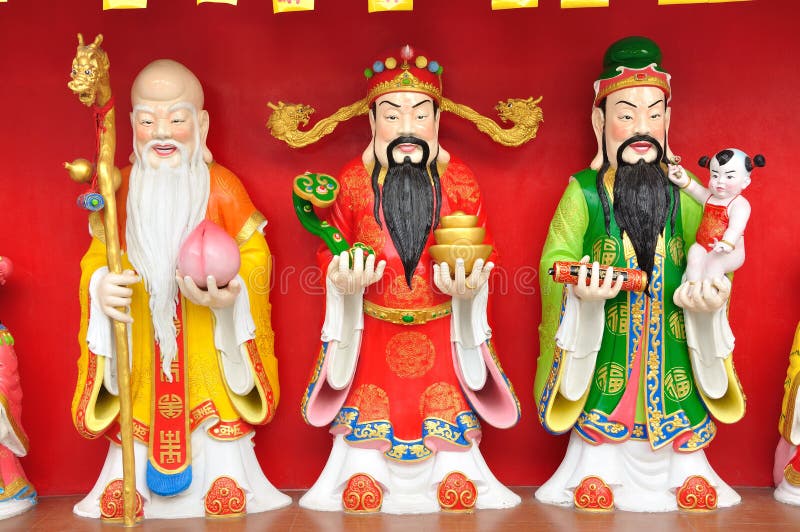 Fu Lu Shou (Hok Lok Siu) Statue Stock Image - Image of life, rich: 34914079