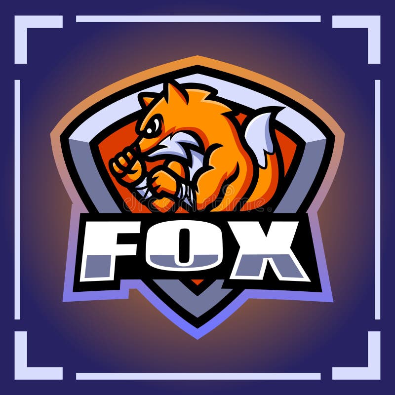 Fuchs Gaming Maskottchen Esport Logo Design Vektor Abbildung ...