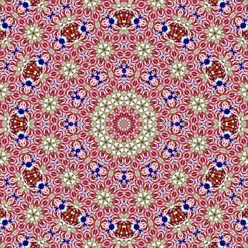 Fuchsia Color Tile, Irregular Circle Kaleidoscope Continuous Pattern ...