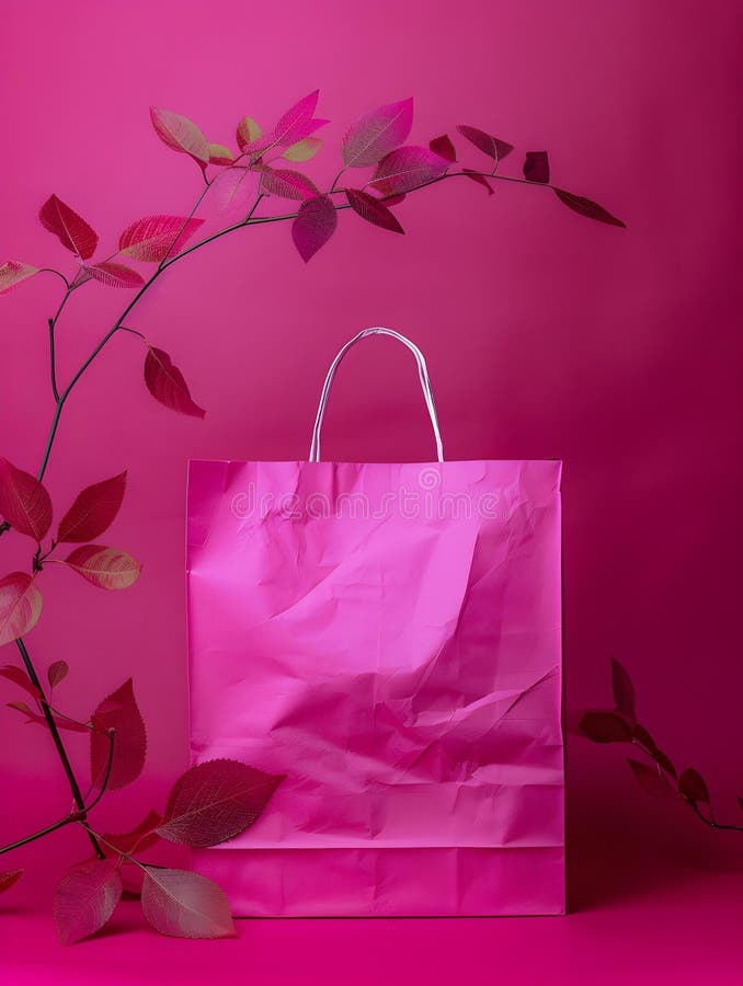 Fuchsia Shopping Bag on a Fuchsia Background Stock Illustration ...