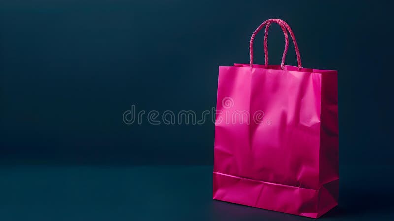 Fuchsia Shopping Bag on a Dark Background with Copy Space Stock ...
