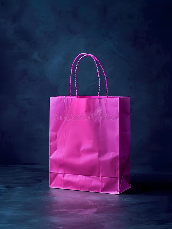 Fuchsia Shopping Bag on a Dark Background Stock Illustration ...