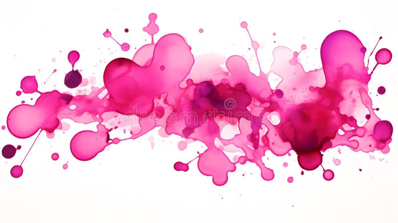 Fuchsia Watercolor Blobs on White Background. Artistic Presentation ...