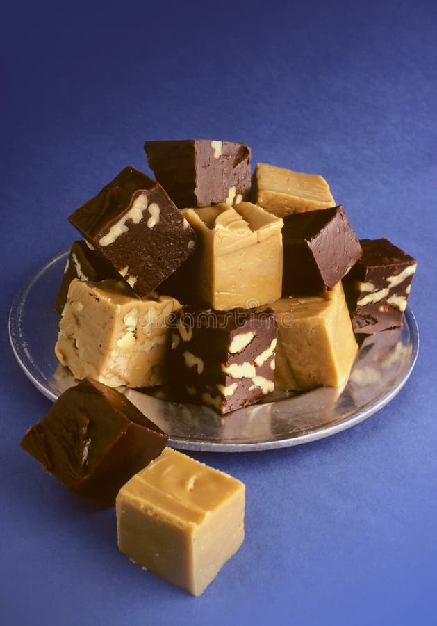 Fudge on blue stock photo. Image of treat, delicious, sugar - 8327608