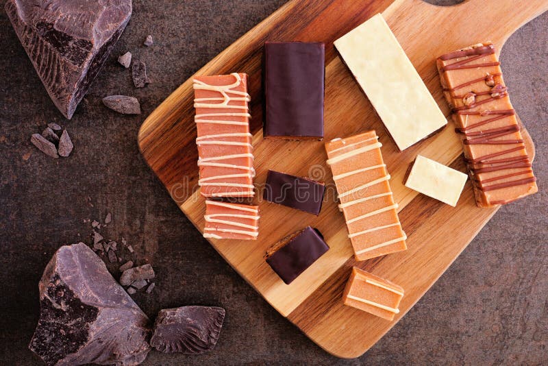 Fudge Selection Top Down View Against a Dark Background Stock Photo ...