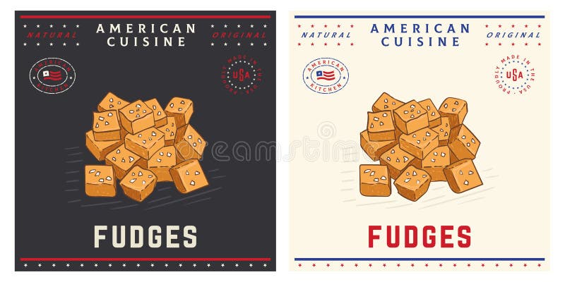 Fudges with Salt Sugar Candy Retro Vintage Stock Vector - Illustration ...