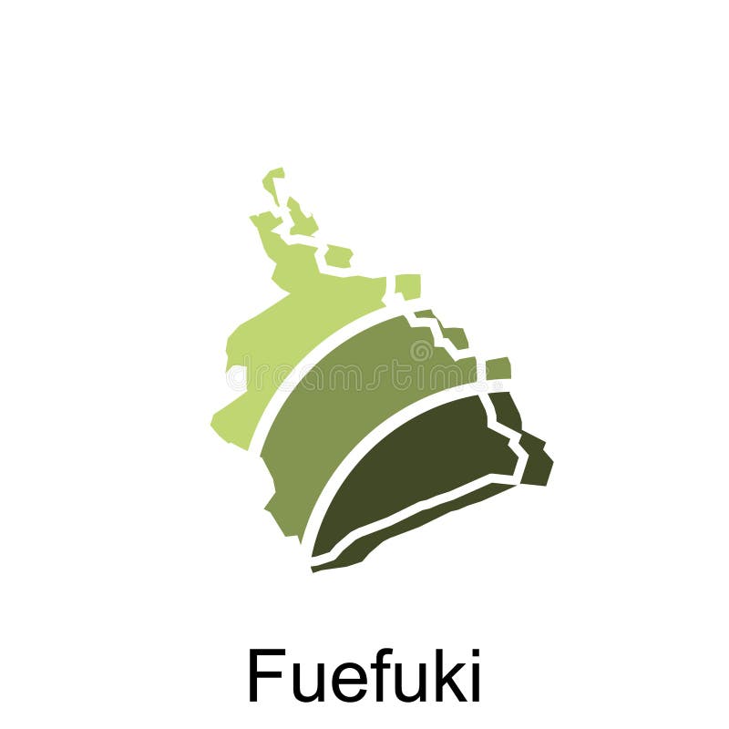 Fuefuki Map Color Green Illustration Template Design Stock Vector - Illustration of country ...