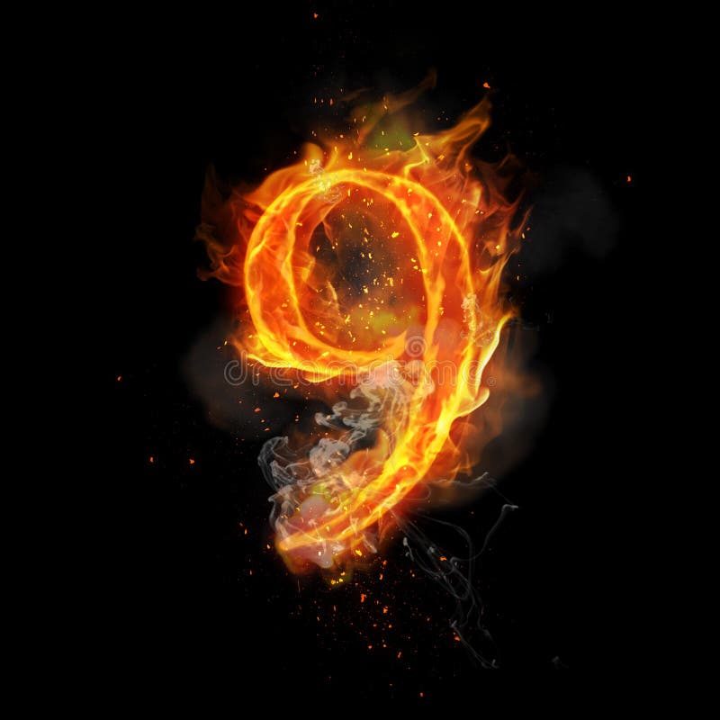 Número ardiente nueve stock de ilustración. Ilustración de inflamable ...