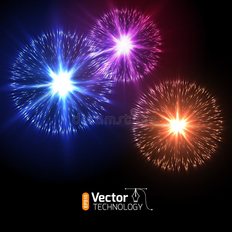 Fuegos Artificiales Realistas Del Vector Ilustración del Vector ...