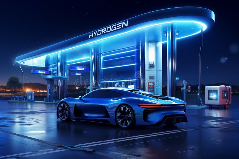 Fuel Cell Car at the Hydrogen Filling Station. Concept Stock Photo ...