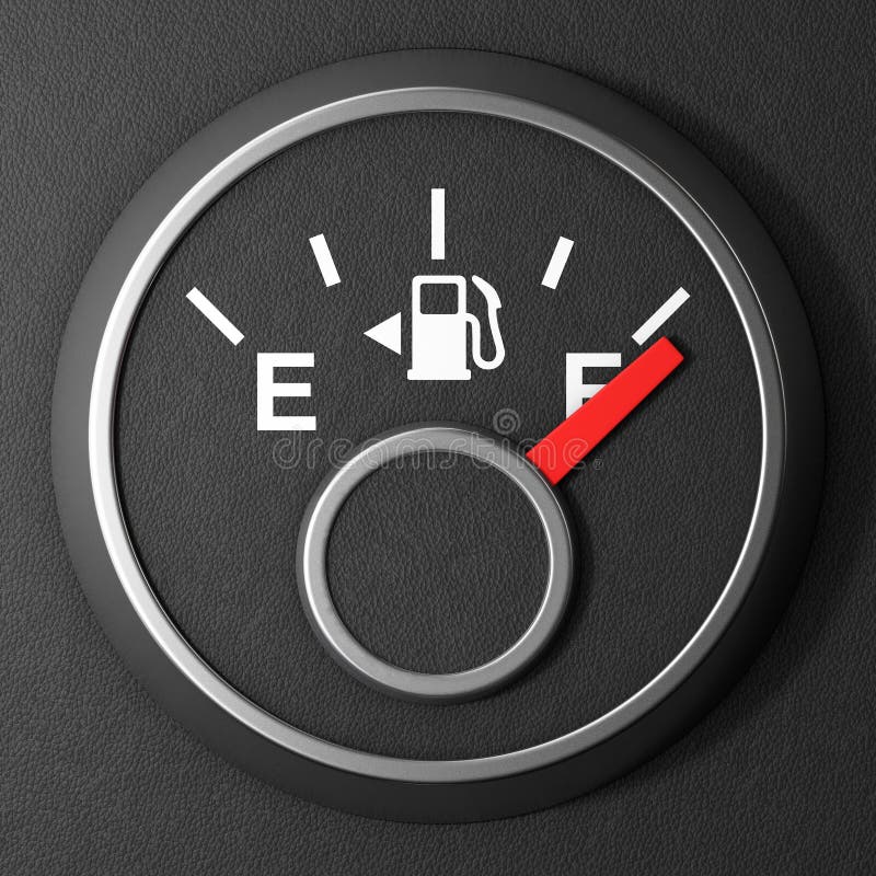 Fuel Dashboard Gauge Showing a Empty Tank. 3d Rendering Stock ...