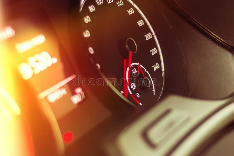 Fuel Discharge Warning Light on the Dashboard of the Car. the Low Fuel ...