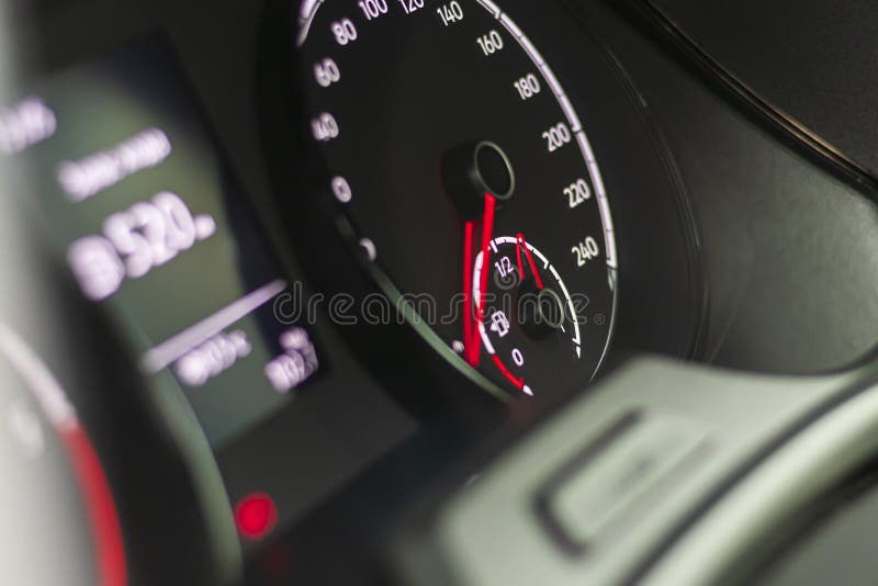 Fuel Discharge Warning Light on the Dashboard of the Car. the Low Fuel ...