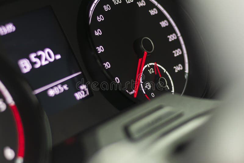 Fuel Discharge Warning Light on the Dashboard of the Car. the Low Fuel ...