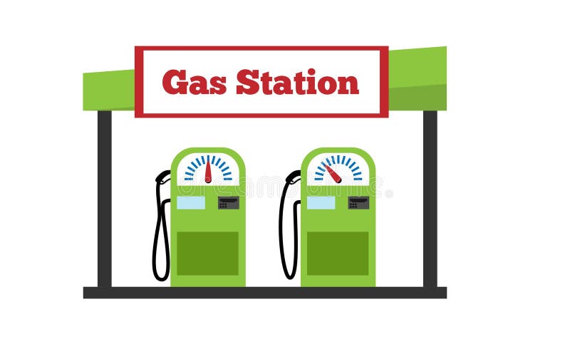 Gas Station Flat Style stock vector. Illustration of engine - 331324562