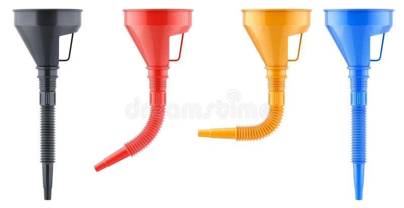 Fuel Funnel Multicolored Set with Flexible Hose Stock Illustration ...