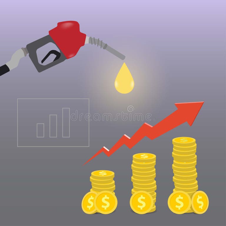 Fuel Gas Nozzle and Coins. Increase of Fuel Tariffs Concept Vector ...