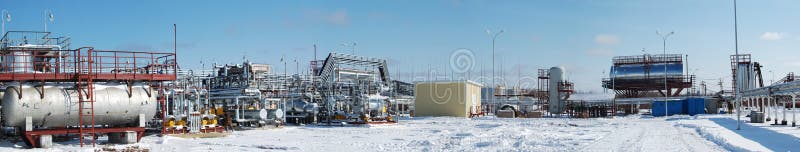 Oil Refinery in Winter Landscape Stock Photo - Image of winter, work ...