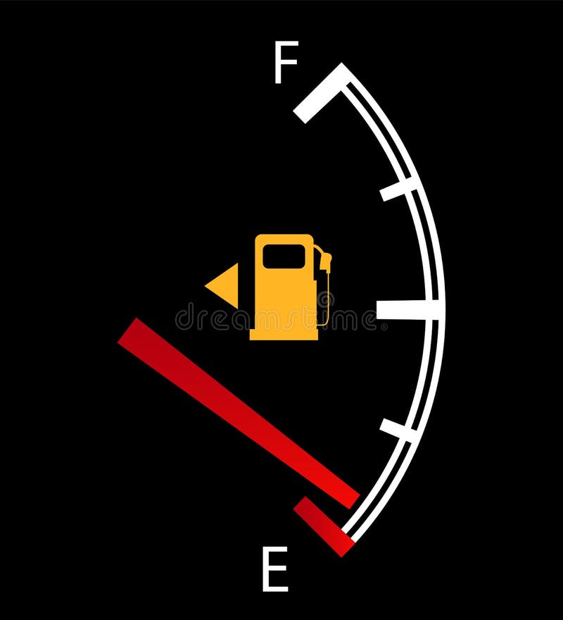 Fuel Gauge Nearly Empty with Red Indicator. Isolated Easy To Edit ...