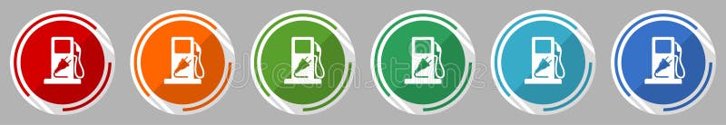 Fuel Icon Set, Vector Illustration in 6 Colors Options for Webdesign ...