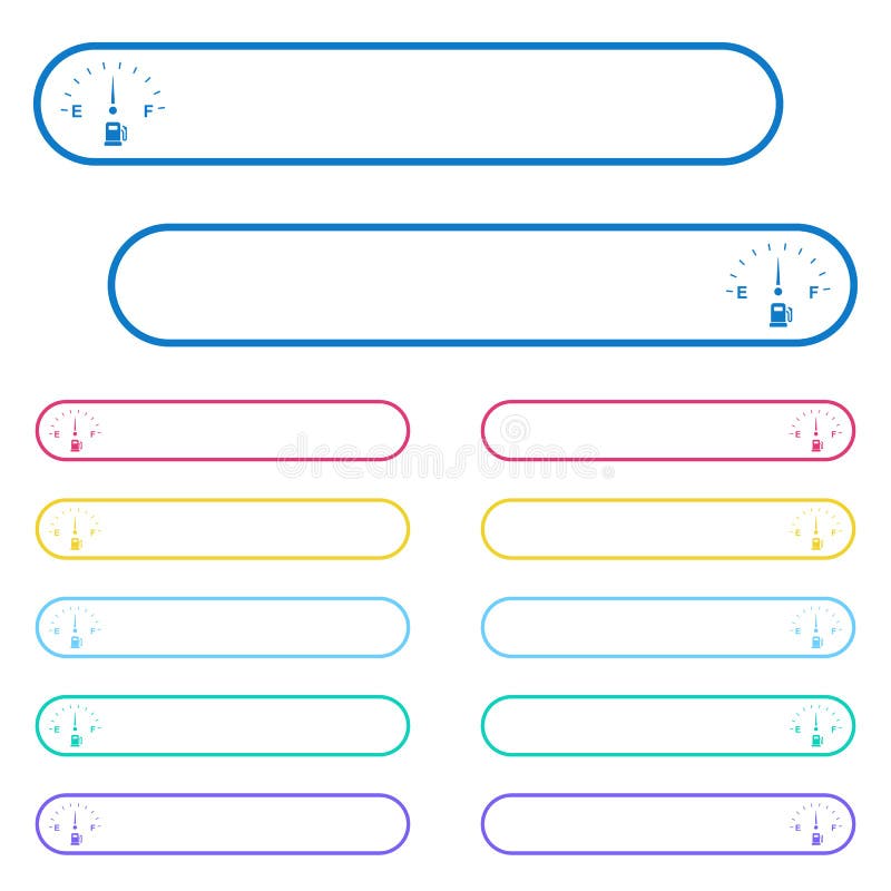 Fuel Indicator Icons In Rounded Color Menu Buttons Stock Vector