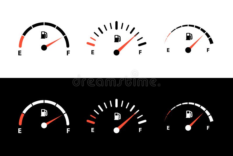 Fuel Indicator Meter Display, Gauge Isolated Set Stock Vector ...