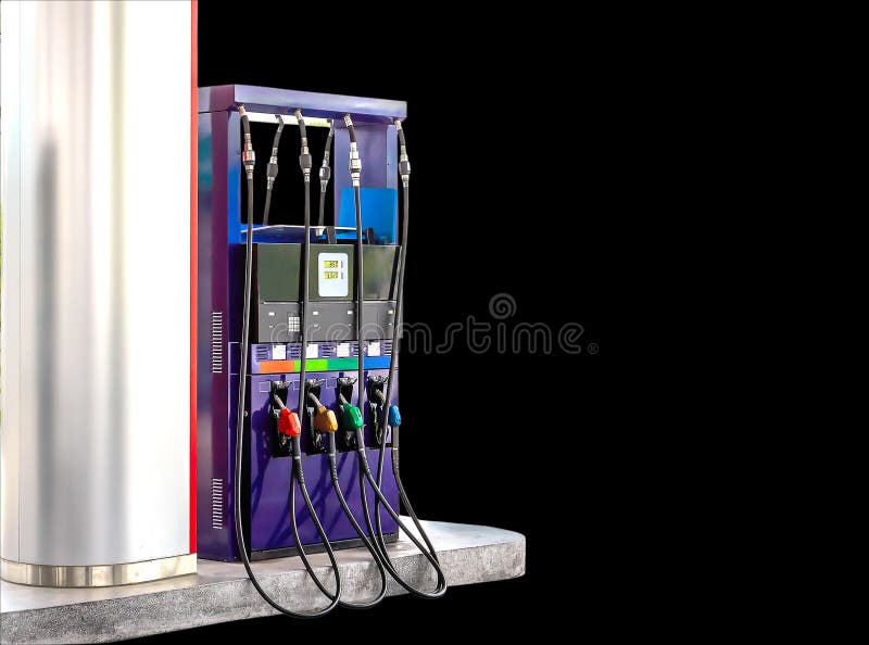 Fuel Pump Dispensers Isolate on Black Background with Clipping P Stock ...