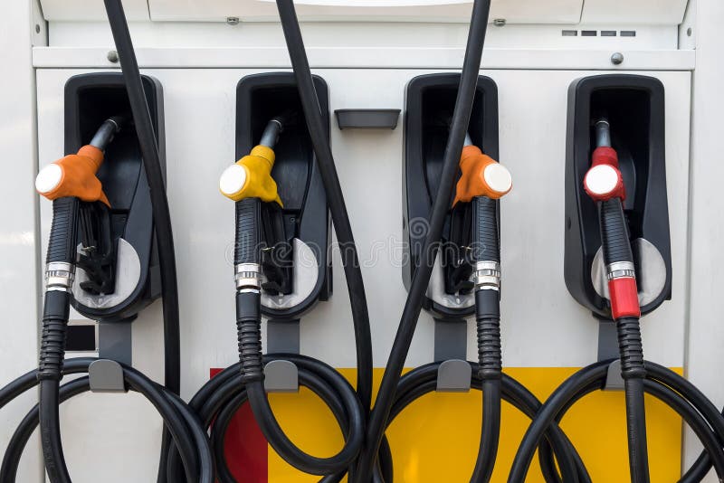 Fuel Pumps at a Gas Station. Stock Photo - Image of plastic, metal ...