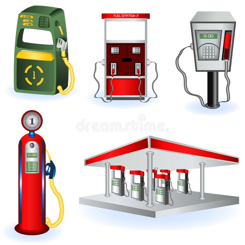 Vector Gas Station Icon Set Stock Vector - Illustration of filling ...