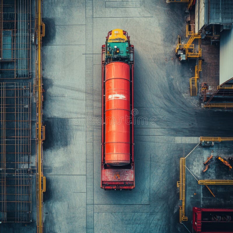 Fuel Tanker Loading at Processing Plant Aerial View Stock Illustration ...
