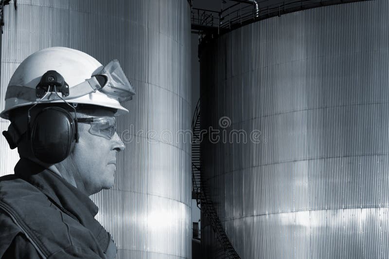 Engineer and Fuel Tank Storage Stock Photo - Image of construction ...