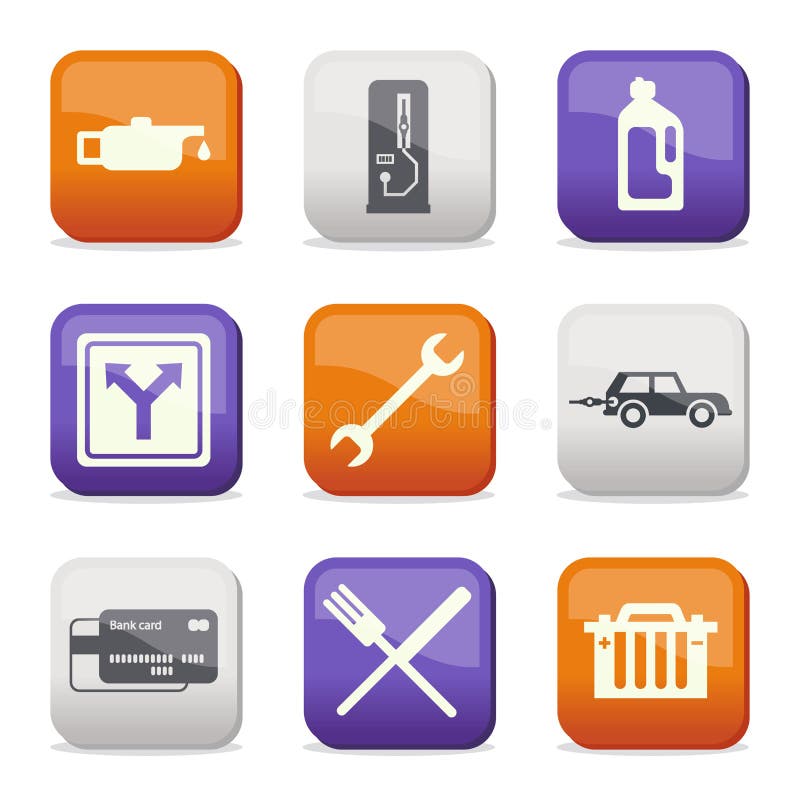 Fuel and Transport Colored Icons Stock Vector - Illustration of icons ...