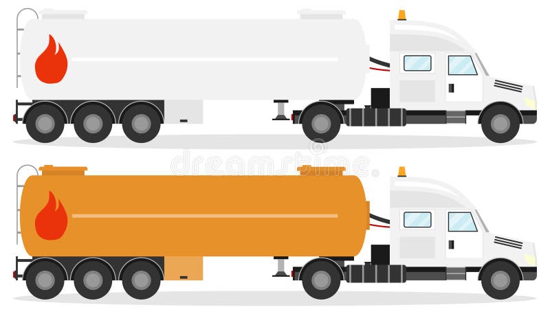 Fuel Truck, Realistic Fuel Truck with Shadow Isolated on White. Vector ...